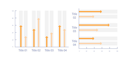 Grouped column infographic chart with arrows Vector Image