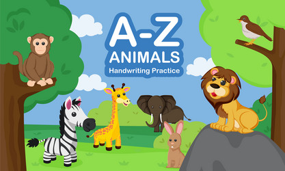 Trace letter-r a-z animal hand writing practice Vector Image