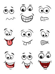 Cartoon face set isolated on white background Vector Image