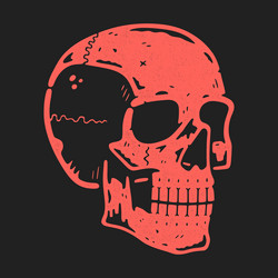 Funny engraved skull modern logo Royalty Free Vector Image