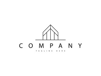 Minimal house line logo design Royalty Free Vector Image
