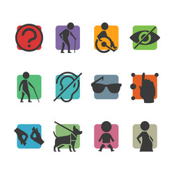Icon set of access signs for physically disabled Vector Image