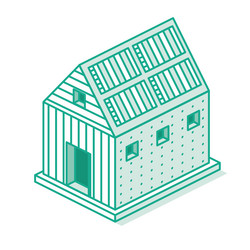 Residential house outline isometric drawing Vector Image