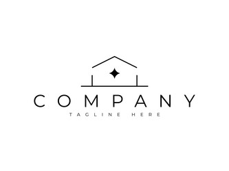 Minimal house line logo design Royalty Free Vector Image