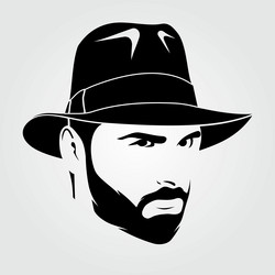 Bearded handsome men in a fedora hat Royalty Free Vector