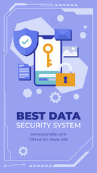 Flat design data privacy posts template Royalty Free Vector