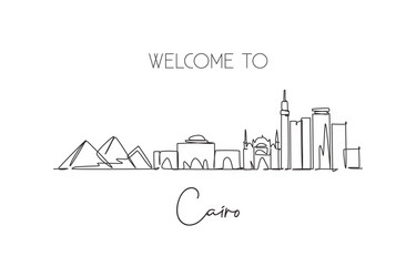 One continuous line drawing of cairo city skyline Vector Image