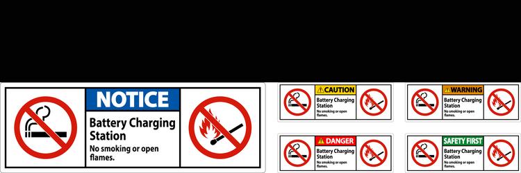 Safety first sign battery charging station Vector Image