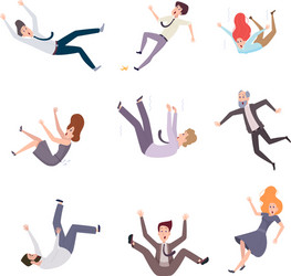 Stumbling and slipping people falling down set Vector Image