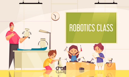 Robot teacher distance education during Royalty Free Vector