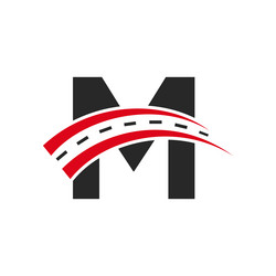 Letter m transportation logo based on road path Vector Image