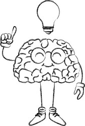 Nerd brain with idea cartoon Royalty Free Vector Image