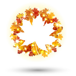 Autumn round background with maple leaves Vector Image