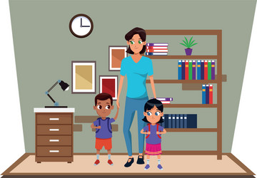 Family single mother with two kids Royalty Free Vector Image