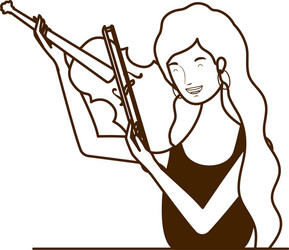 Silhouette woman with fiddle on white Royalty Free Vector