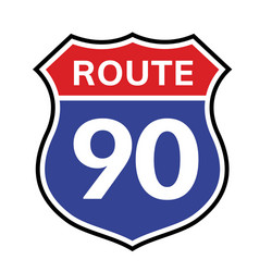 90 route sign icon road highway Royalty Free Vector Image