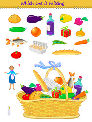 Find two same food objects task for kids Vector Image