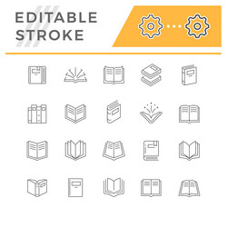 Book line icons editable stroke Royalty Free Vector Image