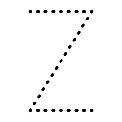 Tracing alphabet letter z prewriting dotted line Vector Image