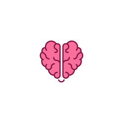 Rational love brain heart logo icon template Vector Image