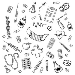 Health care and medicine doodle Royalty Free Vector Image
