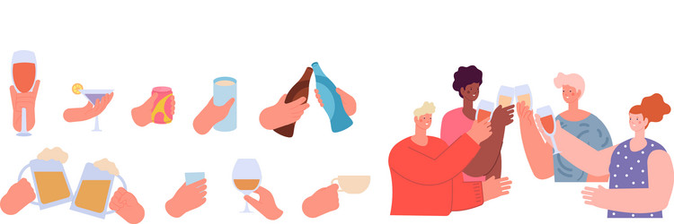 People characters drinking alcohol with wineglass Vector Image