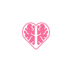 Rational love brain heart logo icon template Vector Image