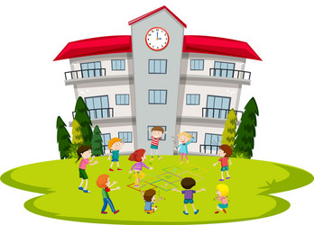 Children playing at school Royalty Free Vector Image