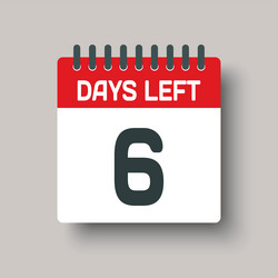 Countdown daily page calendar icon - 6 days left Vector Image
