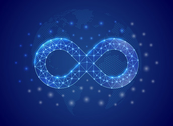 Infinity 3d low poly symbol with connected dots Vector Image