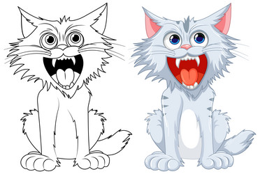 Ferocious cat cartoon with open mouth Royalty Free Vector