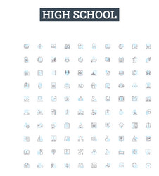 High school line icons set school Royalty Free Vector Image