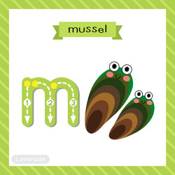 Letter m uppercase tracing mussel Royalty Free Vector Image