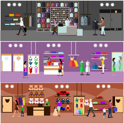 Characters in modern shopping mall interior Vector Image