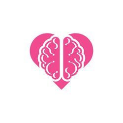 Rational love brain heart logo icon template Vector Image