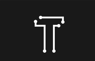 T letter alphabet logo design with line and dots Vector Image