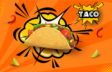 Tex mex mexican tacos retro comic halftone bubbles