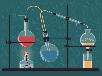 Chemical laboratory experiment cartoon Royalty Free Vector