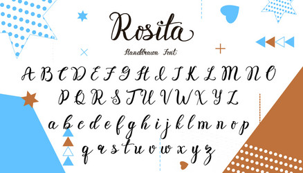 Hand drawn alphabet calligraphy letters Royalty Free Vector