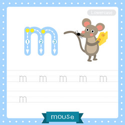 Letter m lowercase tracing practice worksheet Vector Image