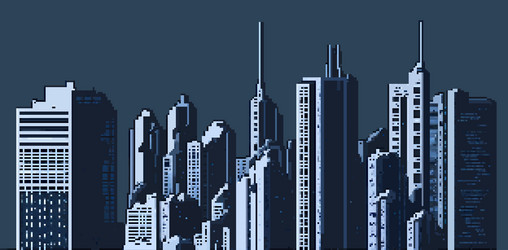 Pixel art background urban landscape Royalty Free Vector