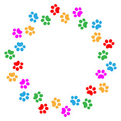 Round frame paws animal Royalty Free Vector Image