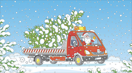 Santa claus and christmas tree Royalty Free Vector Image