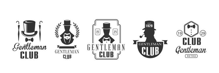 Gentleman club label design with umbrella Vector Image