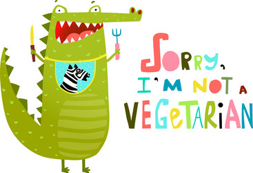 Funny green crocodile cartoon standing Royalty Free Vector