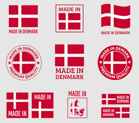 Made in denmark icon set kingdom Royalty Free Vector Image