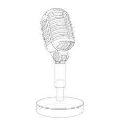 Outline vintage microphone Royalty Free Vector Image