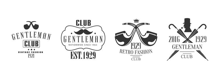 Vintage gentleman club emblems and black label Vector Image