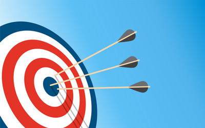 Archery target with 3 arrows Royalty Free Vector Image