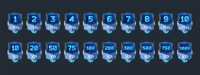 Level rank badges game icons with roman numerals Vector Image